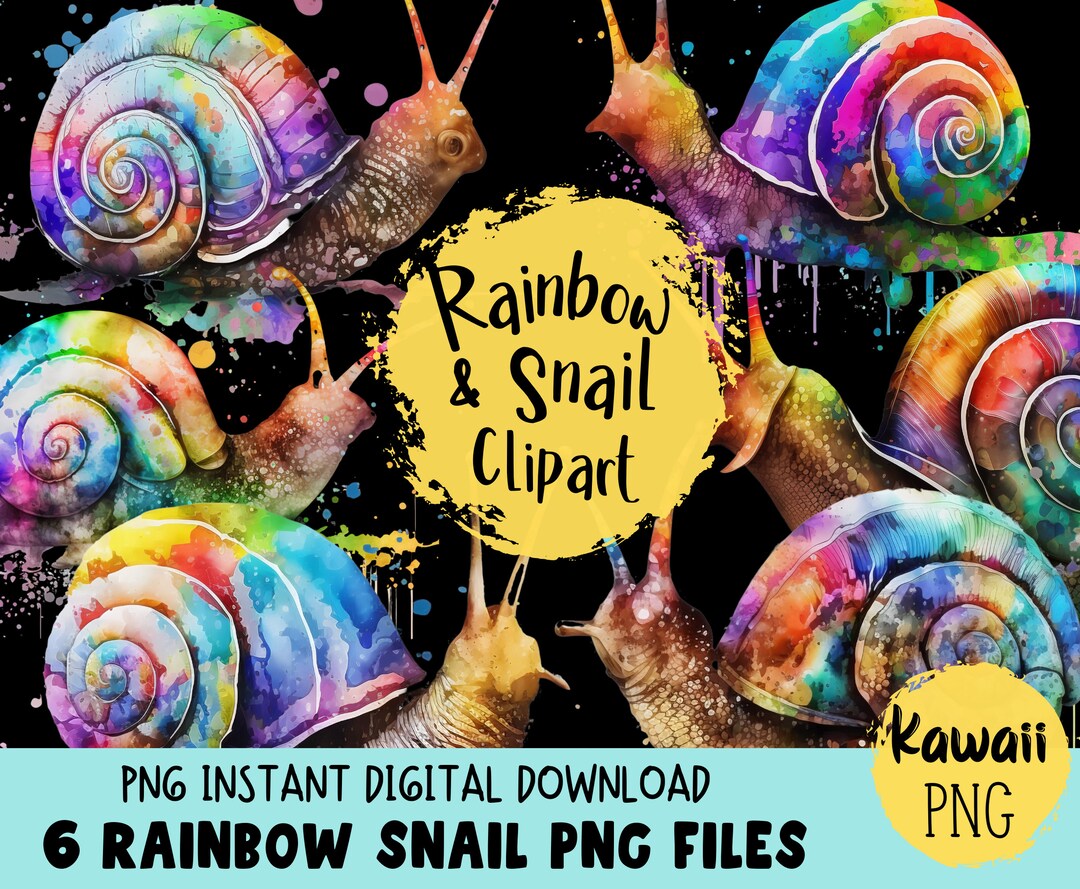 Rainbow Snail Watercolor Clip Art Snail Png Pond Life Clipart Giant ...