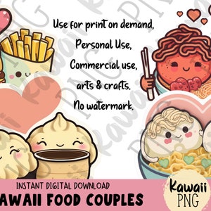 Kawaii Food Clipart, Best Friends Png, Cute Couples Clipart Bundle ...