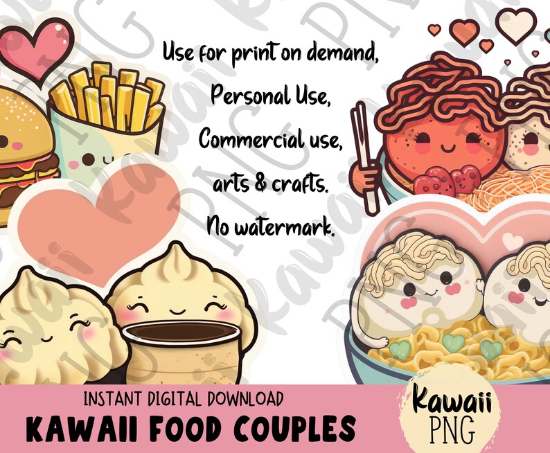 Kawaii Food Clipart Best Friends Png Cute Couples Clipart - Etsy UK