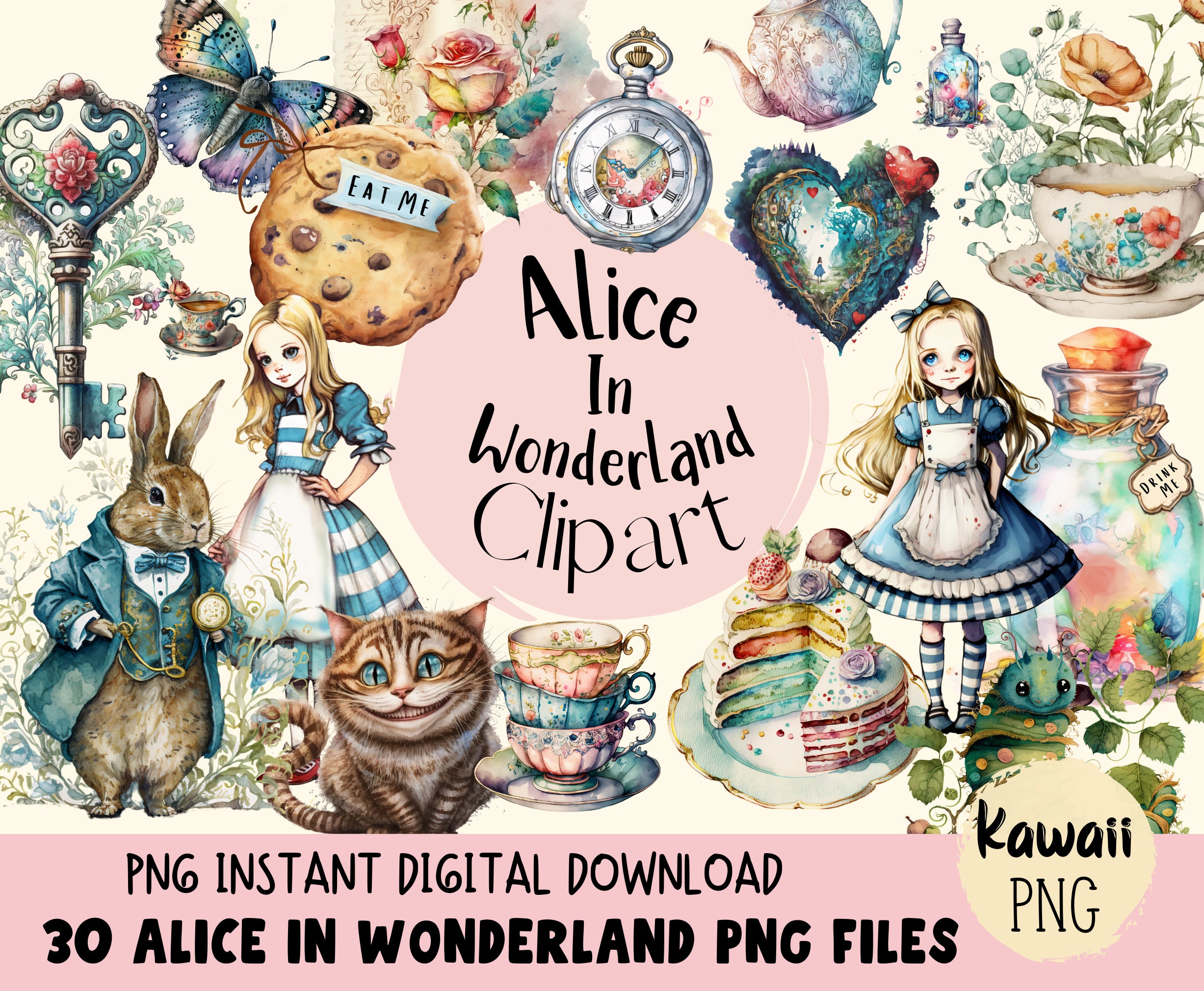 Watercolour Alice in Wonderland Clipart Alice in Wonderland PNG ...