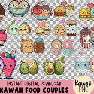Kawaii Food Clipart, Best Friends Png, Cute Couples Clipart Bundle ...
