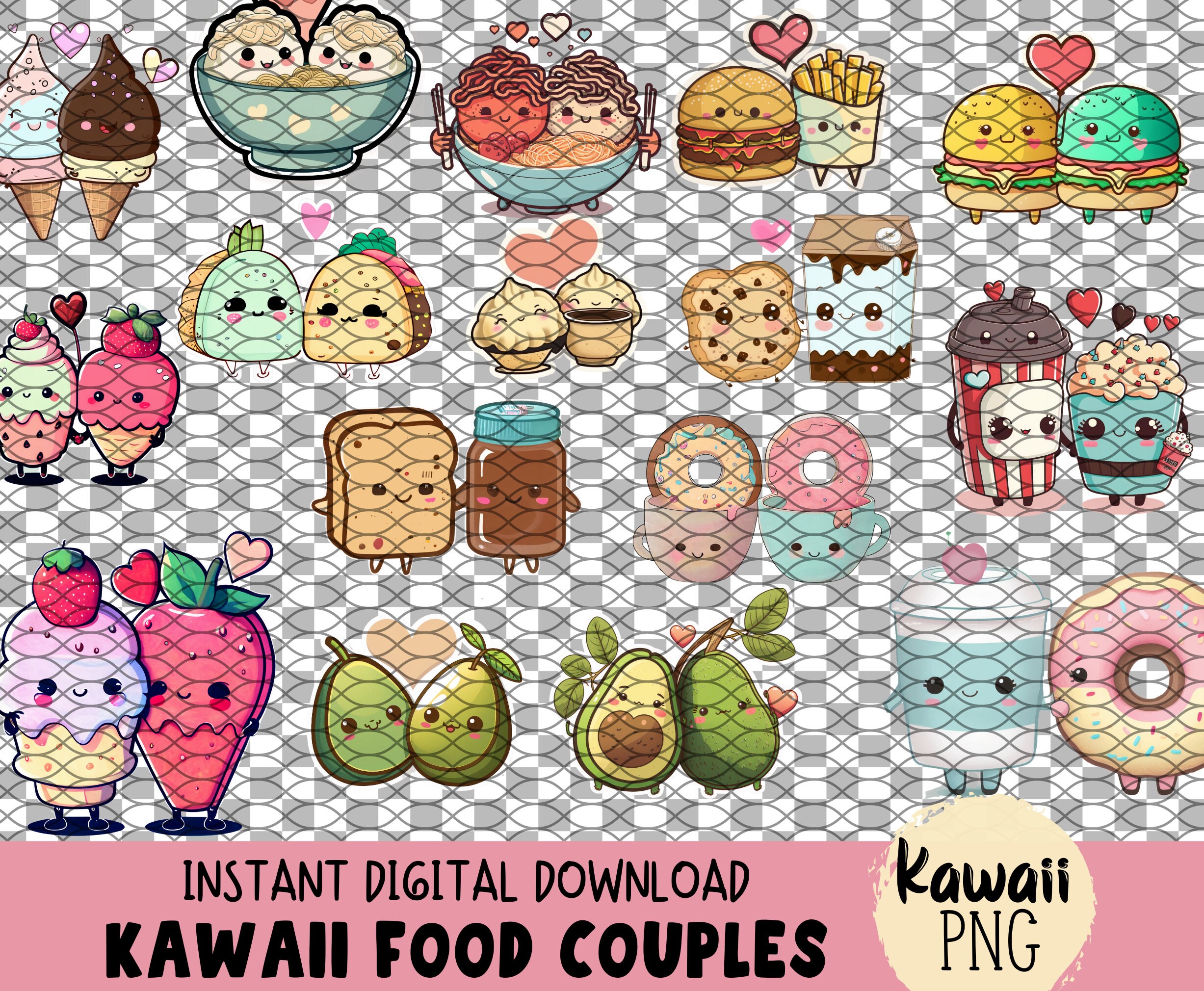 Kawaii Food Clipart Best Friends Png Cute Couples Clipart - Etsy UK