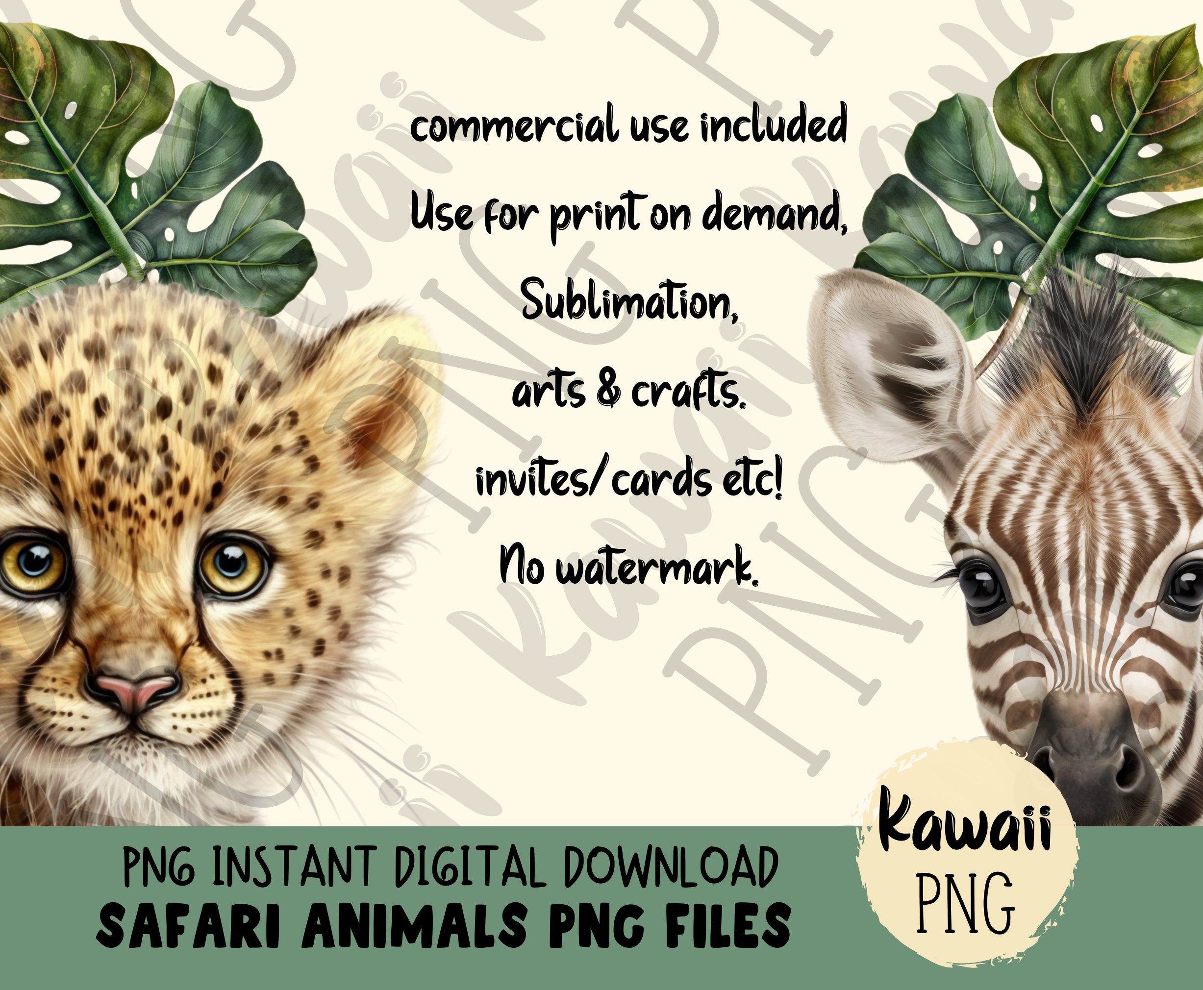 Watercolor Baby Safari Animals Baby Shower Clipart Kids Sublimation ...