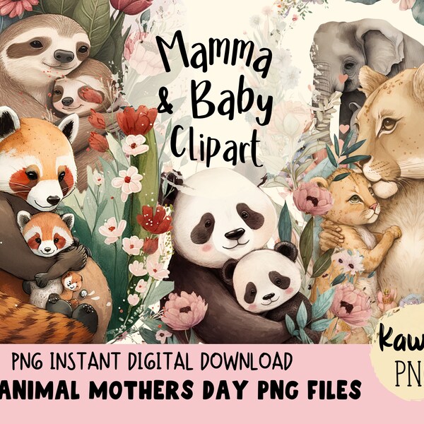 Mom and Baby Animals - Etsy