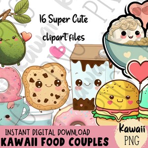 Kawaii Food Clipart, Best Friends Png, Cute Couples Clipart Bundle ...