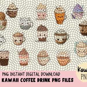 Kawaii Coffee Clipart Hot Chocolate PNG Cute Drinks Graphics Digital ...