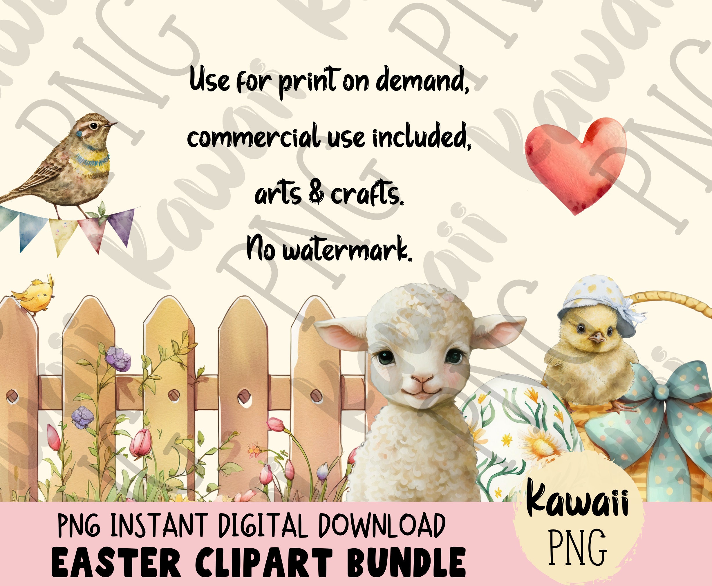 Easter Friends Watercolor Clipart Bunny PNG Cute Baby Shower Graphics ...