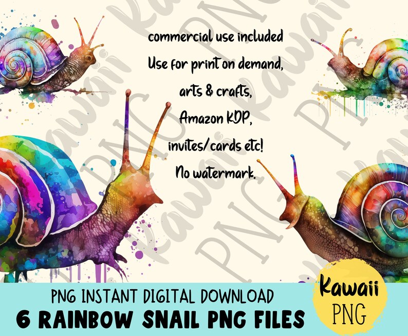 Rainbow Snail Watercolor Clip Art Snail Png Pond Life Clipart Giant ...