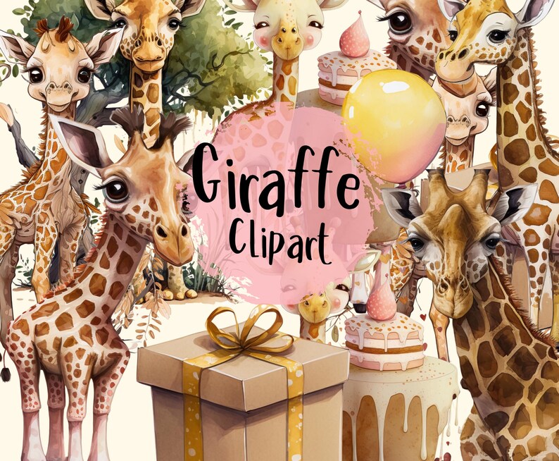 Giraffe Clipart Watercolor PNG - Cute Giraffe Illustration - Safari ...
