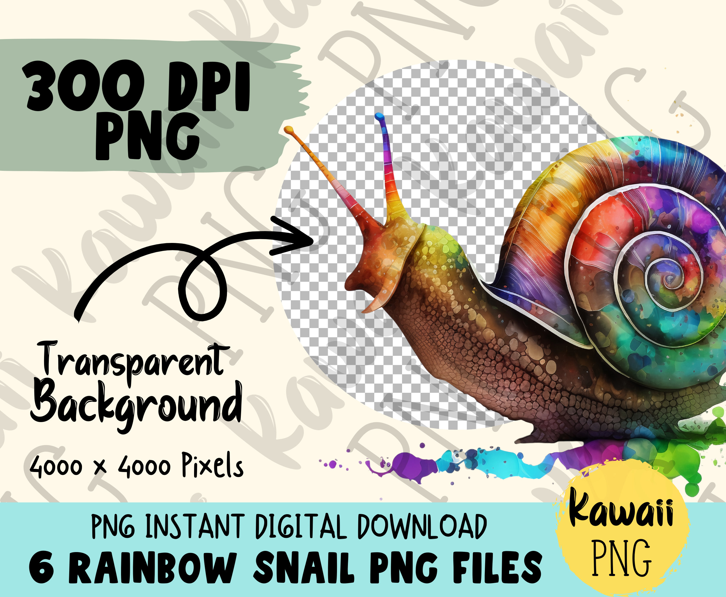Rainbow Snail Watercolor Clip Art Snail Png Pond Life Clipart Giant ...