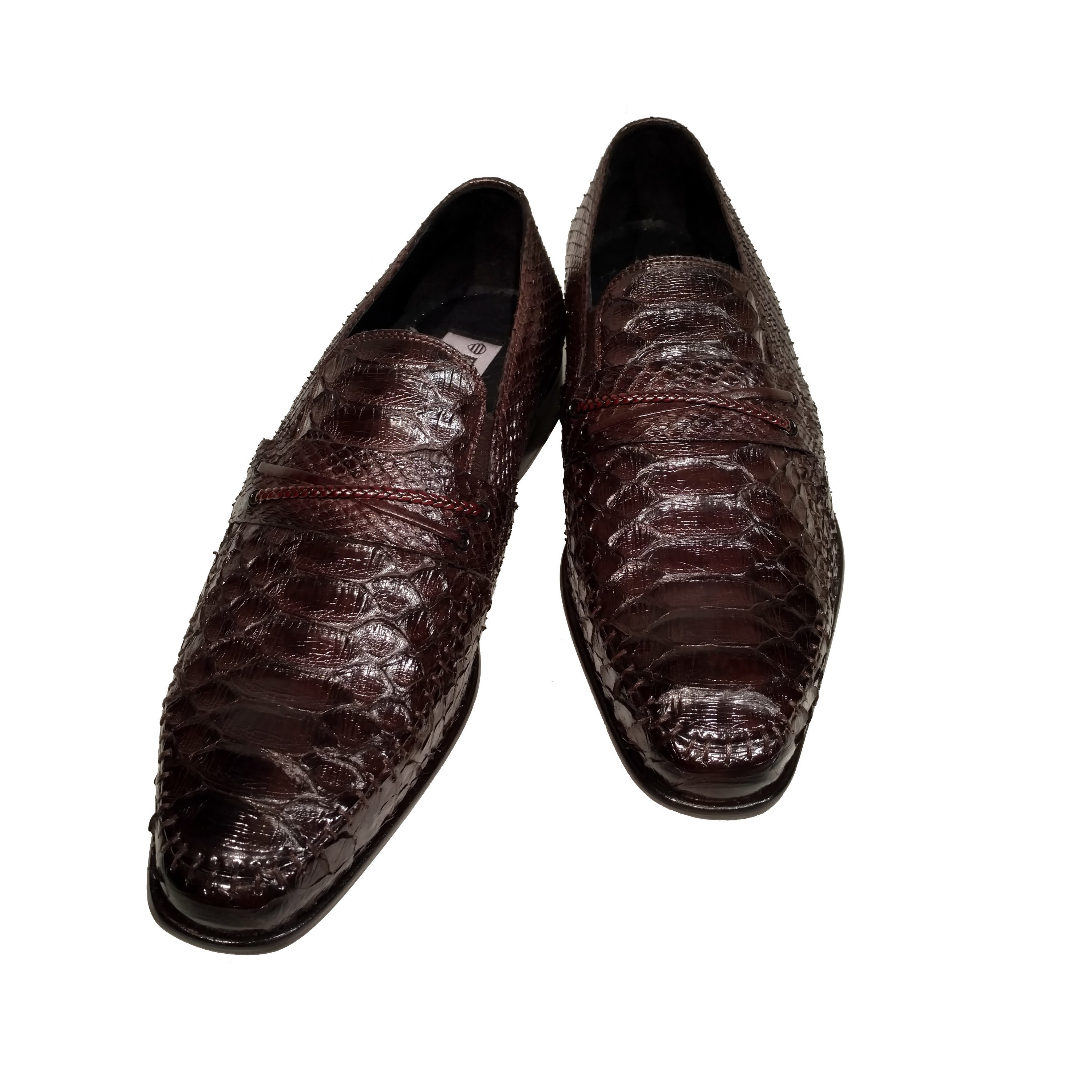 Python Snakeskin Men's Ronaldo Solid Brown Italian Leather Loafer Dress ...