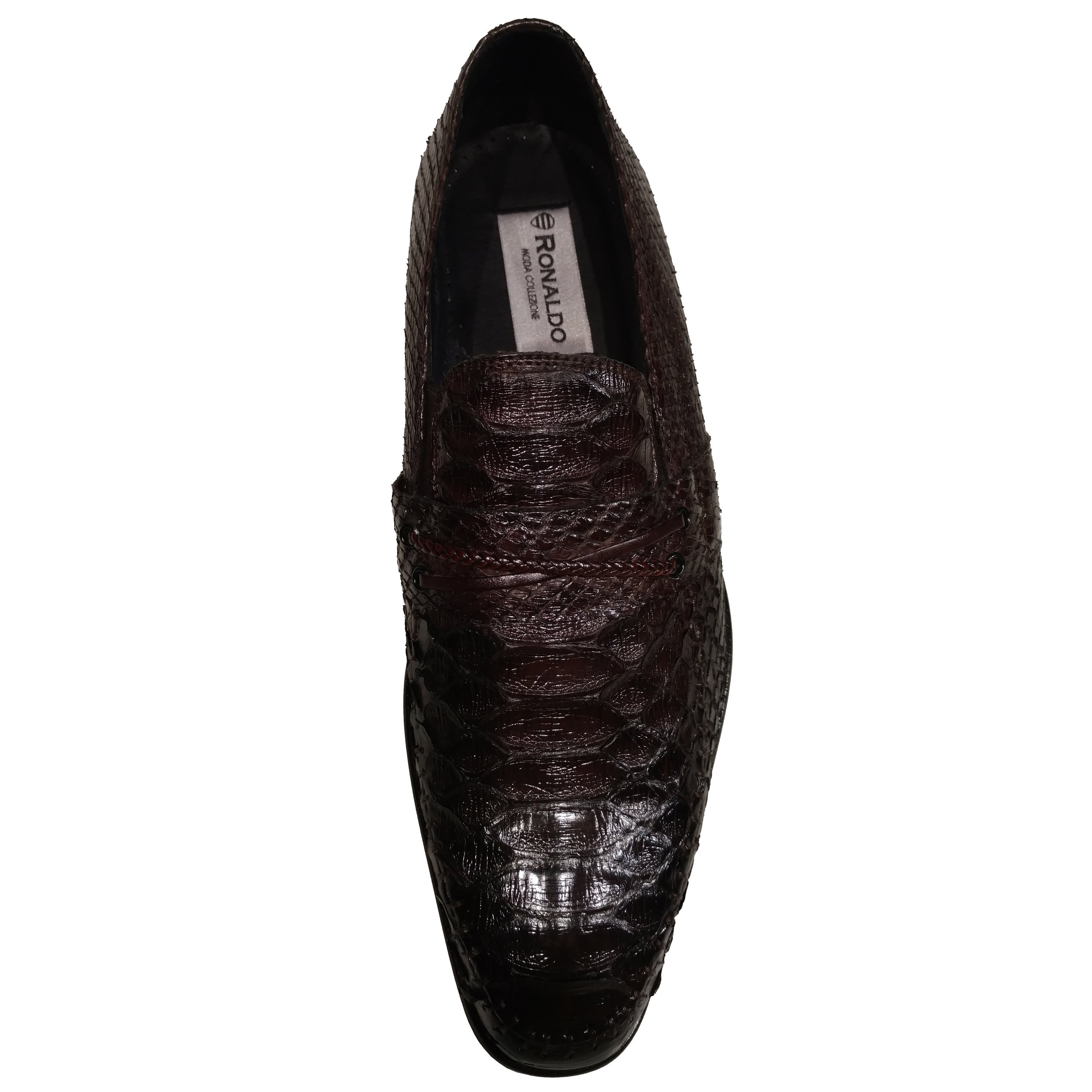 Python Snakeskin Men's Ronaldo Solid Brown Italian Leather Loafer Dress ...