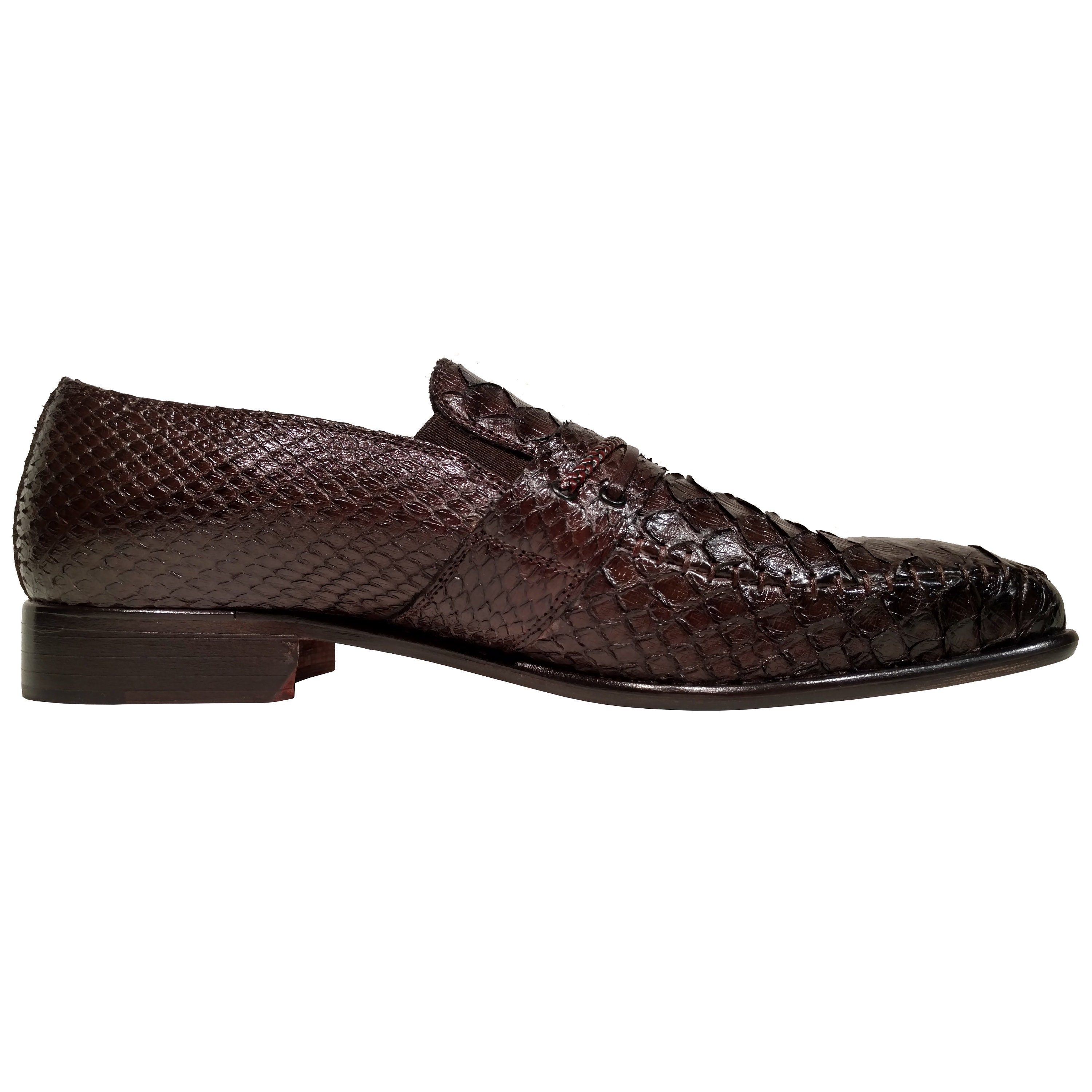 Python Snakeskin Men's Ronaldo Solid Brown Italian Leather Loafer Dress ...