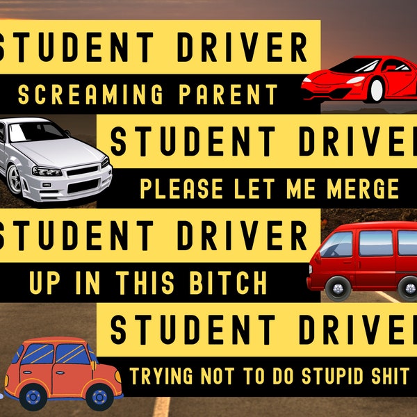 Student Driver Bumper Stickers - Etsy