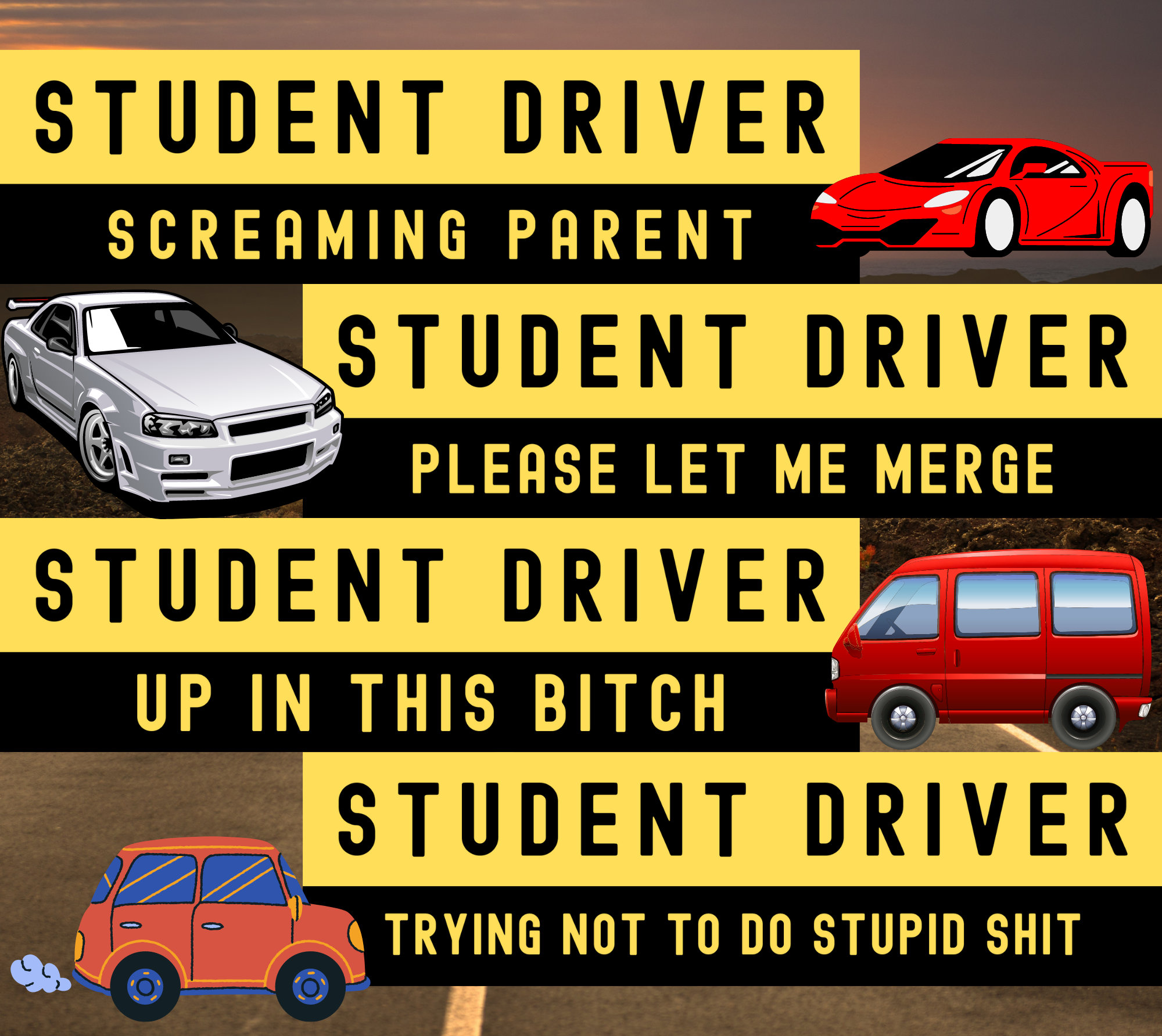 Magnetic Student Driver Bumper Stickers 11x3" - Etsy