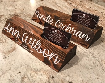 Rosewood Name Plate Bar With Business Card Holder for Office - Etsy