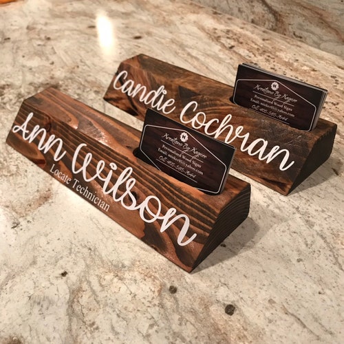 Name Plate With Business Card Holder Personalized Name Plate - Etsy