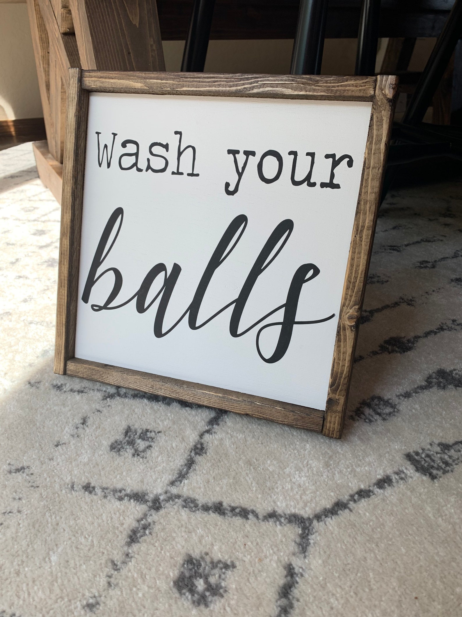 Wash Your Balls Wood Sign Bathroom Humor, Shop Sign, Golf Sign, Gym ...