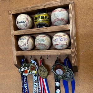 Awards Baseball Ribbon Trophy Display Room Decor Holds up to 6 Balls ...