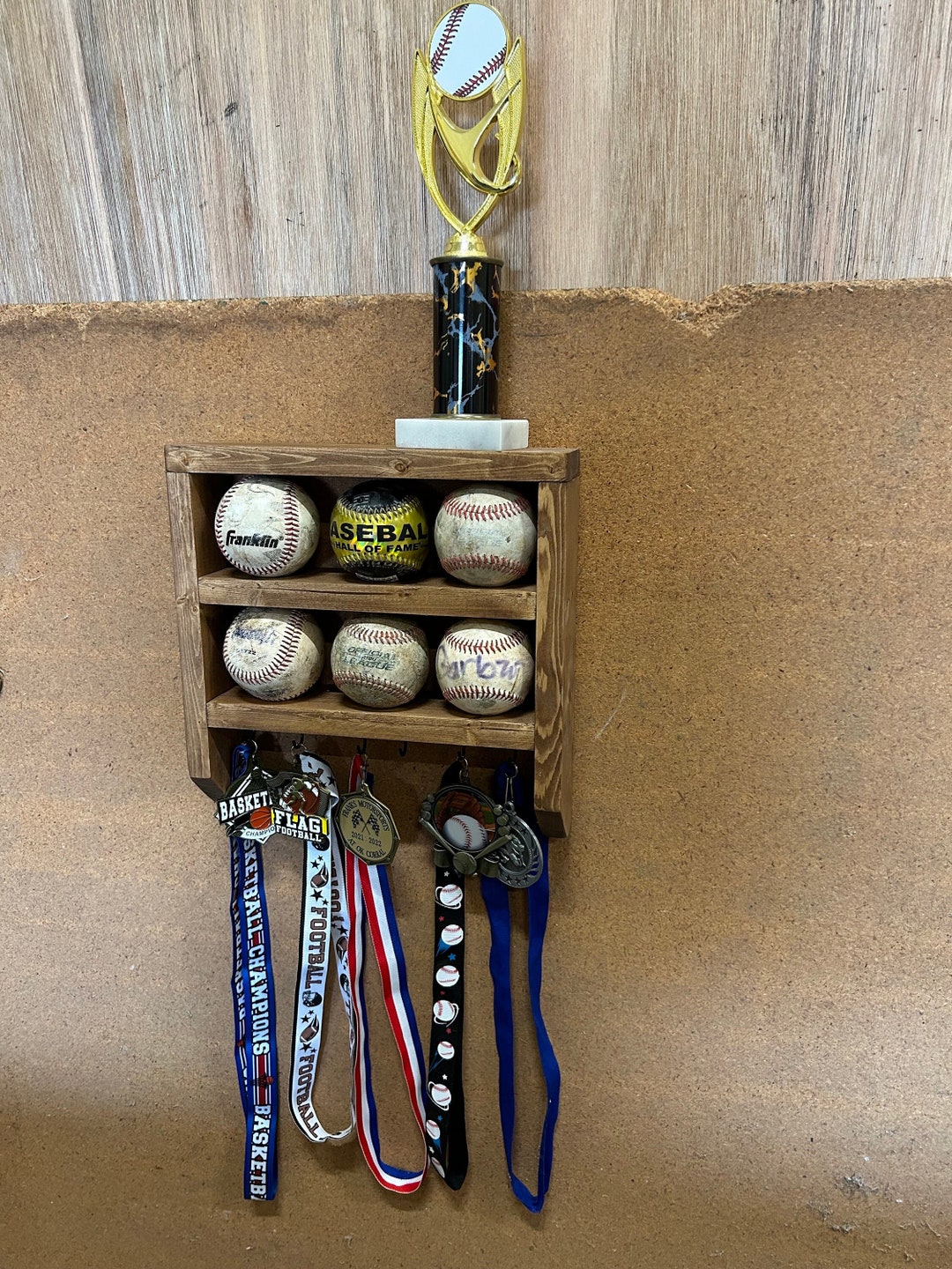 Awards Baseball Ribbon Trophy Display Room Decor Holds up to 6 Balls ...