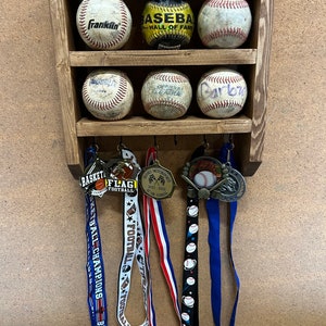 Awards Baseball Ribbon Trophy Display Room Decor Holds up to 6 Balls ...