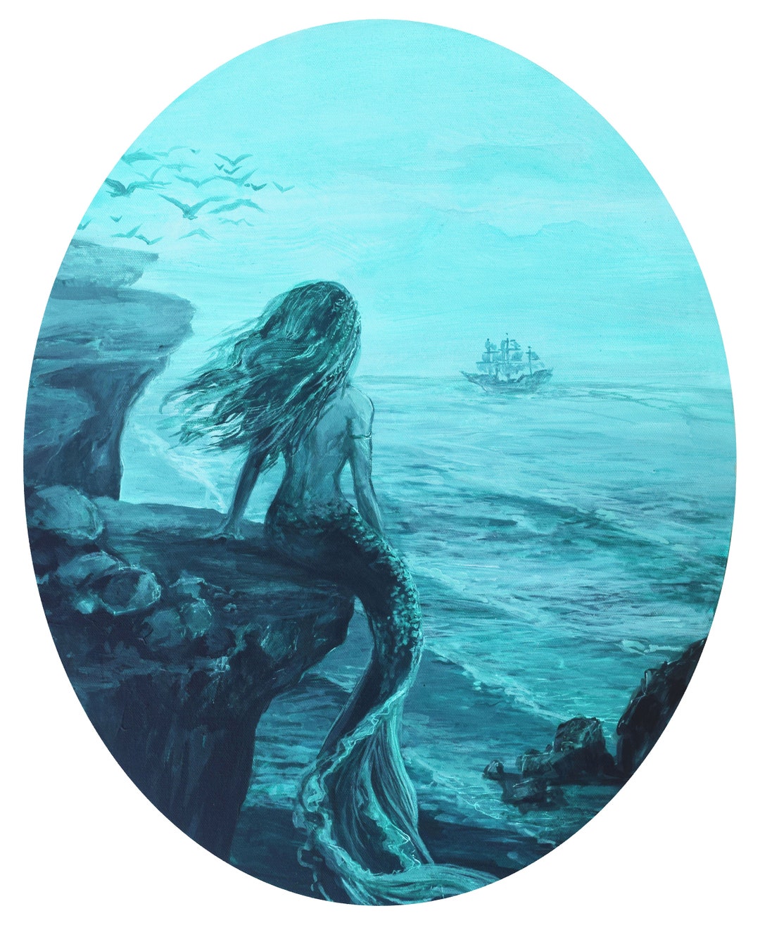 Sea Siren Oval Fine Art Print - Etsy