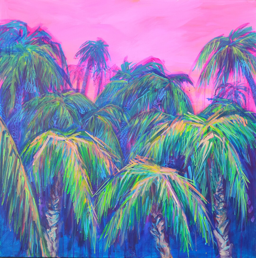 Summer Palm Tree Sunset Print - Etsy