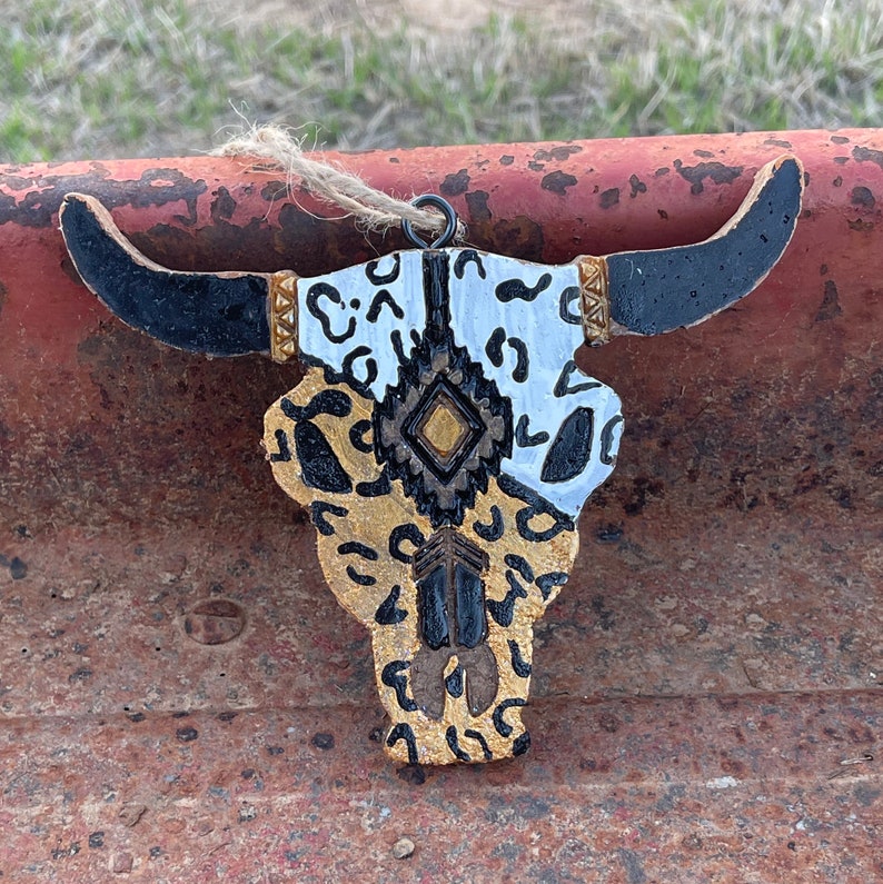 Bull Skull Freshie With Fringe and Stones - Etsy