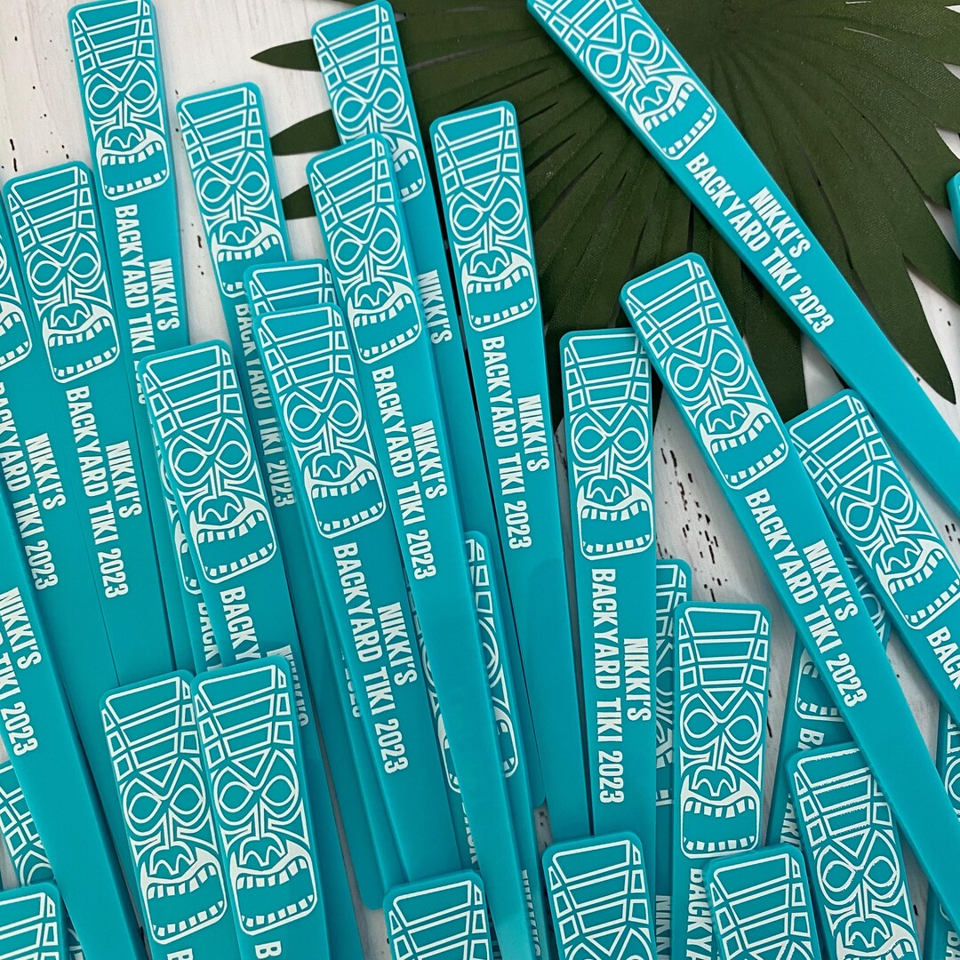 BULK Custom Tiki Stir Sticks // Personalized, Engagement Stir Sticks ...