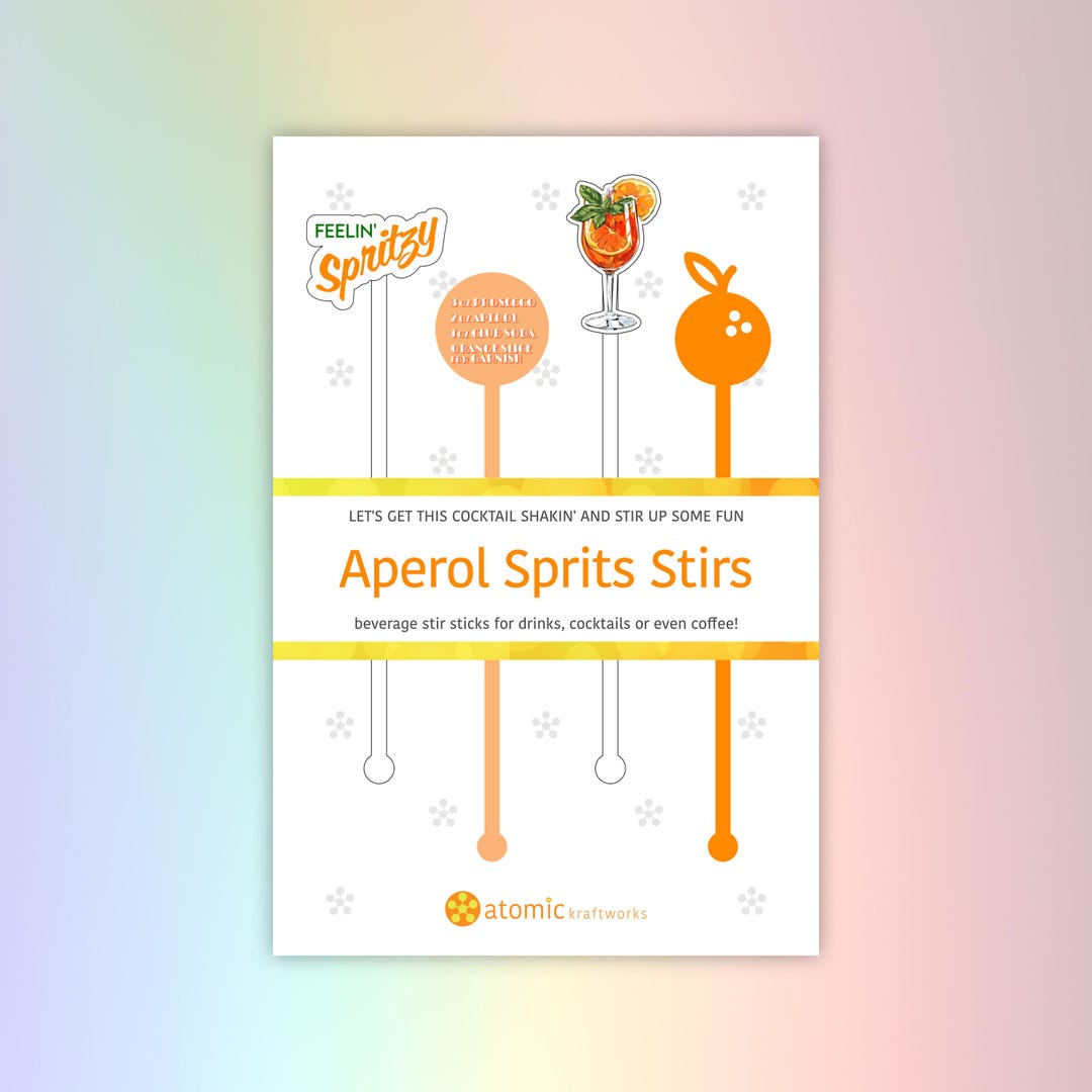 Aperol Spritz Cocktail Drink Stirrers | Acrylic Stir Sticks | Set of 4 ...