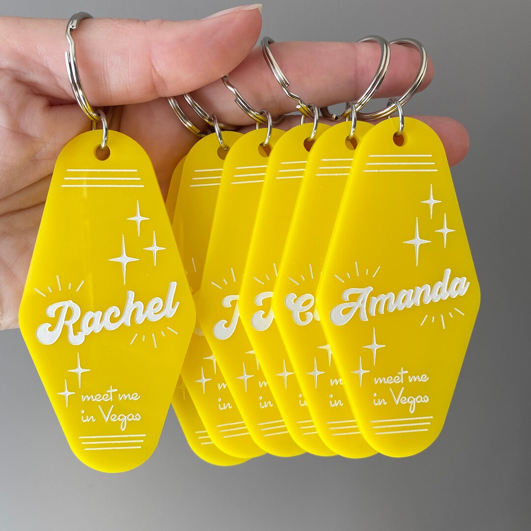 Bulk Personalized Motel Keychain // Bridesmaids Bachelorette Keychains ...