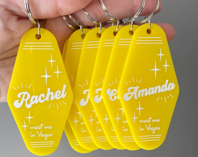 Bulk Personalized Motel Keychain // Bridesmaids Bachelorette Keychains ...