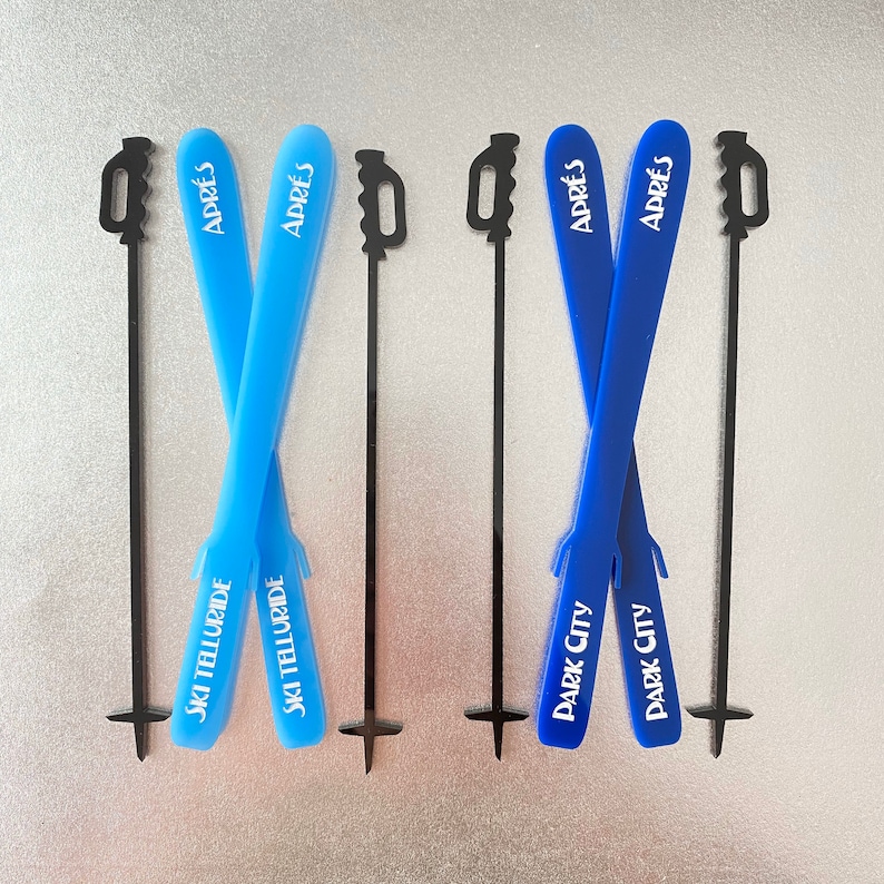 Personalized Skis and Poles Stir Sticks 8 PIECES // Aprés | Etsy
