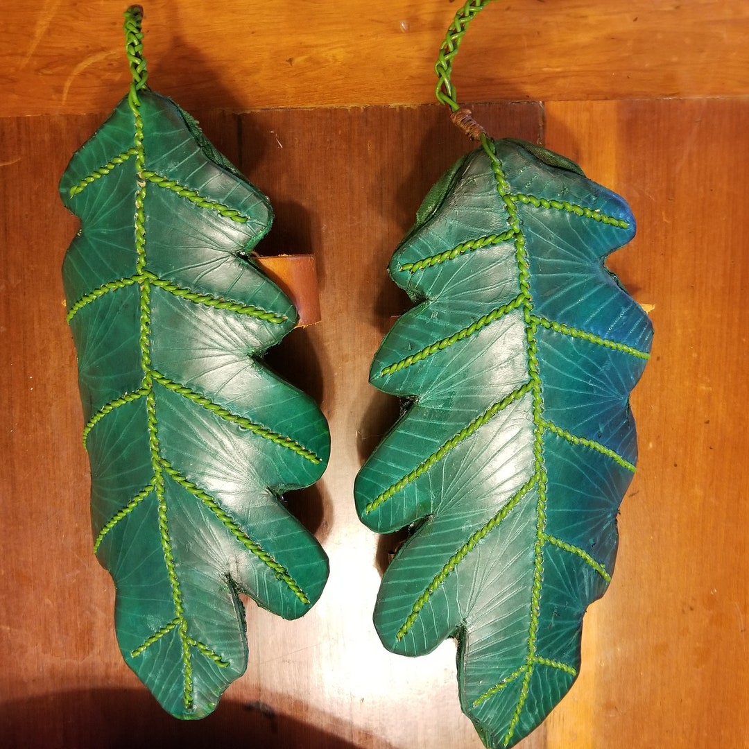 Handmade Oak Leaf Leather Bracers - Etsy