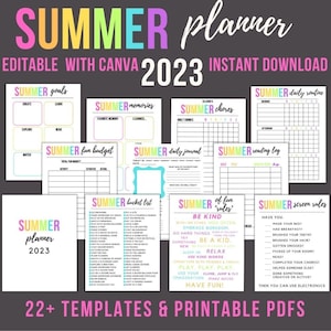 Printable Editable SUMMER 2023 Planner Bundle Summer Calendar Summer ...