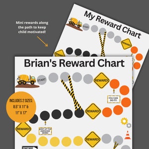 Editable Reward Chart Printable Construction Reward Chart - Etsy