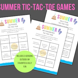 Printable SUMMER Tic-tac-toe Games for Kids | Summer Activities for ...