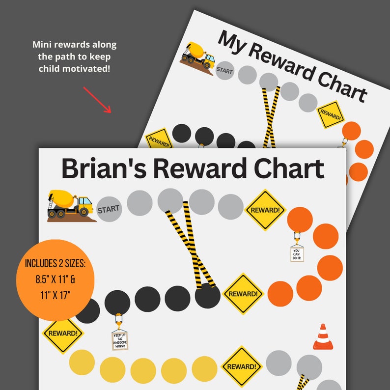 Construction Reward Chart | Editable Printable Sticker Chart (digital ...