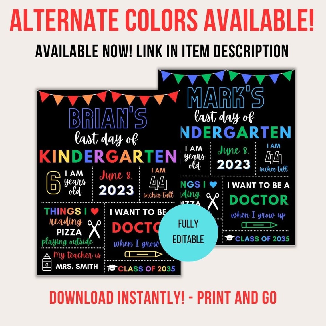 EDITABLE Last Day of School Printable Sign | Back to School | School ...