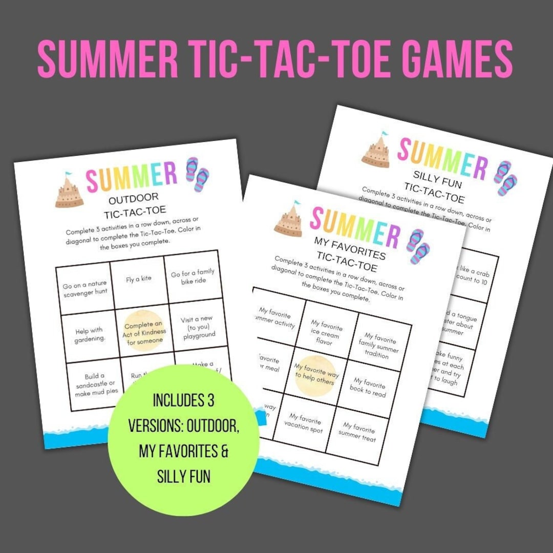 Printable SUMMER Tic-tac-toe Games for Kids Summer Activities for Kids ...