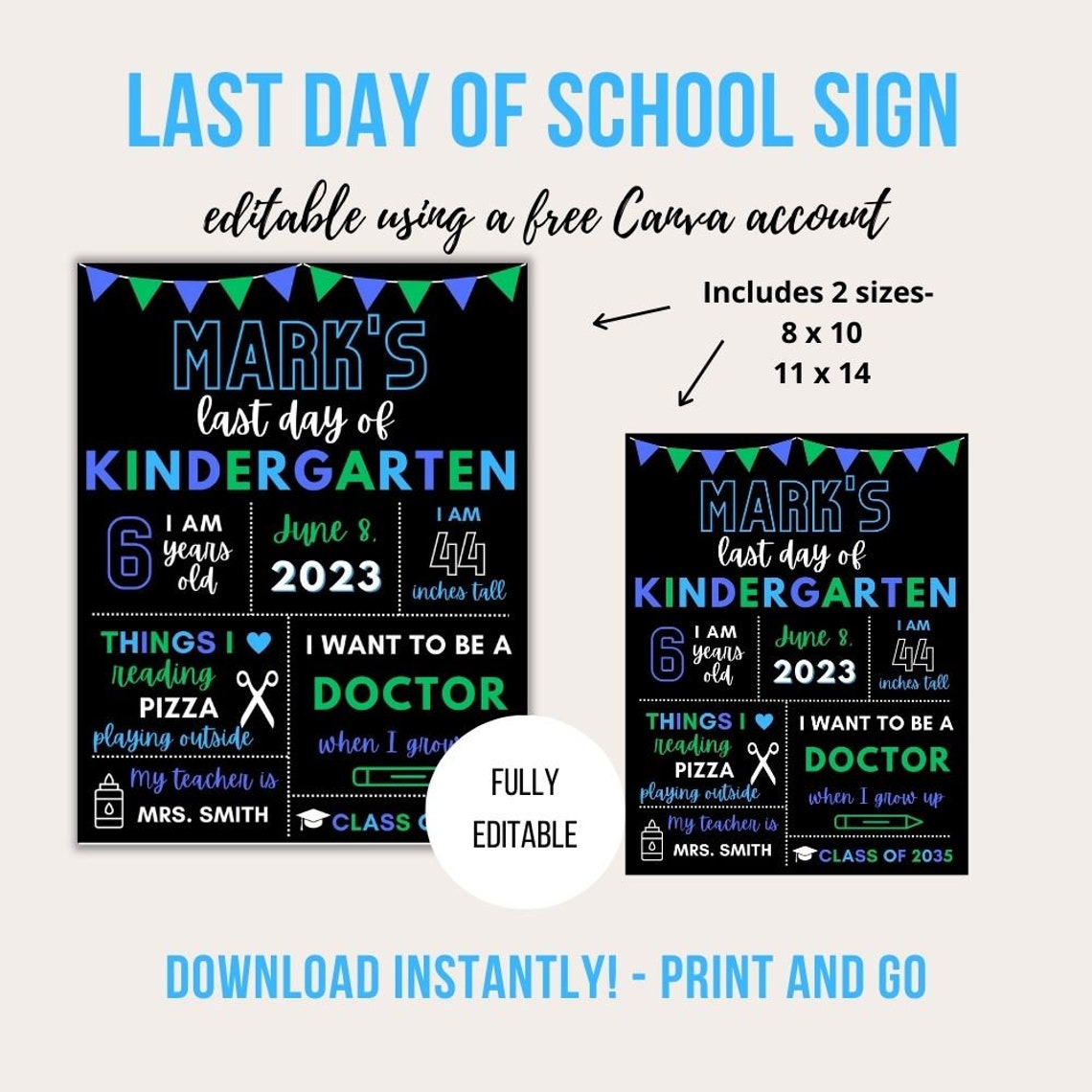 EDITABLE Last Day of School Printable Sign | Back to School | School ...