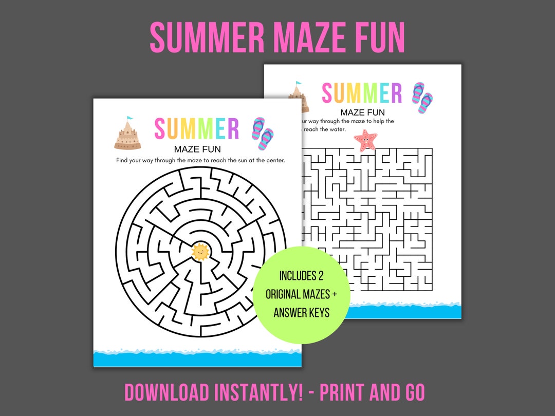 Printable SUMMER Maze for Kids | Kids Mazes | Summer Fun | Mazes for ...