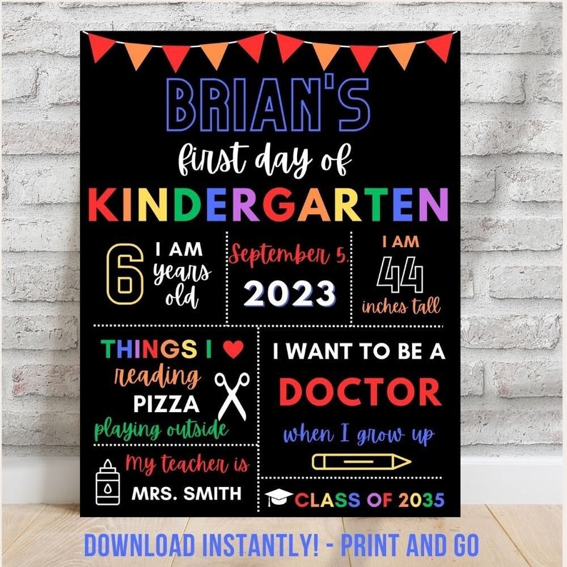 EDITABLE First Day of School Printable Sign | Back to School | School ...