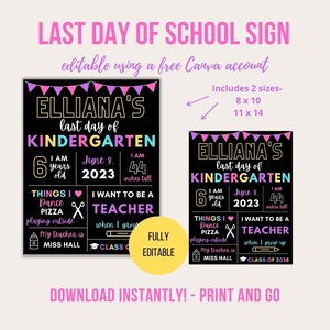 EDITABLE Last Day of School Printable Sign | Back to School | School ...