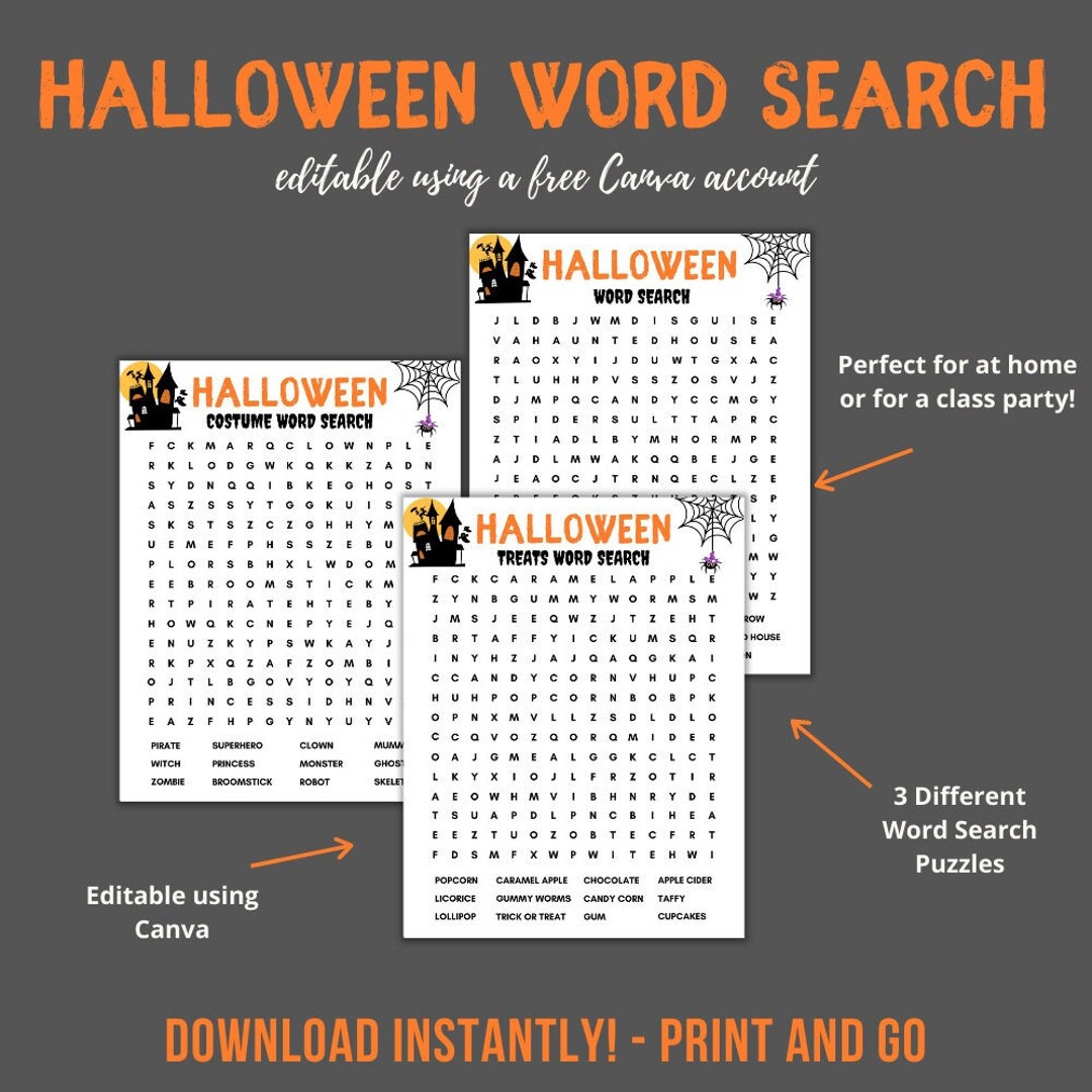 Halloween Activity Printable, Printable Halloween Word Games Puzzles ...