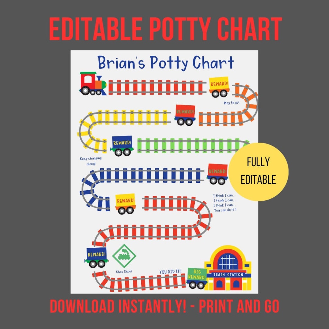 Editable Potty Chart | Printable Trains Potty Chart Boys | Potty ...