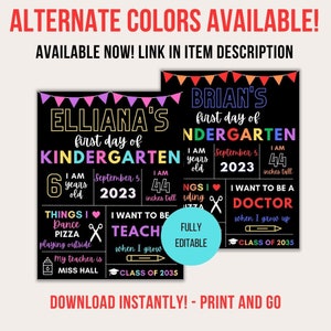 EDITABLE First Day of School Printable Sign | Back to School | School ...