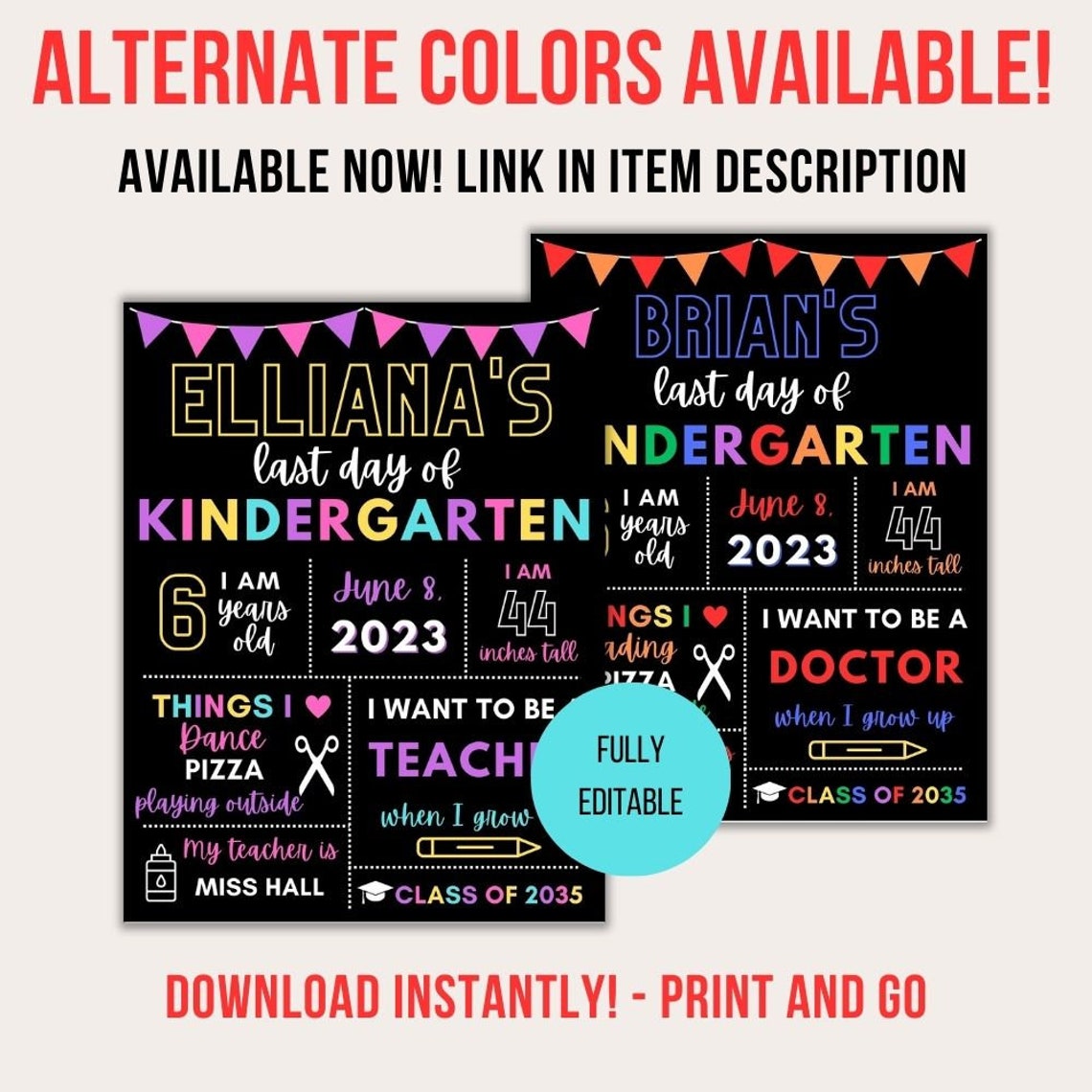 EDITABLE Last Day of School Printable Sign Back to School - Etsy