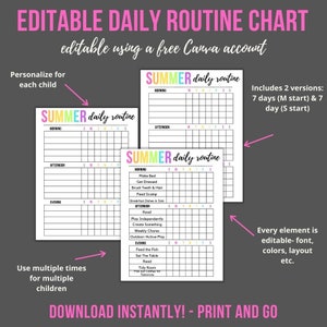 Printable Editable SUMMER 2023 Planner Bundle Summer Calendar Summer ...