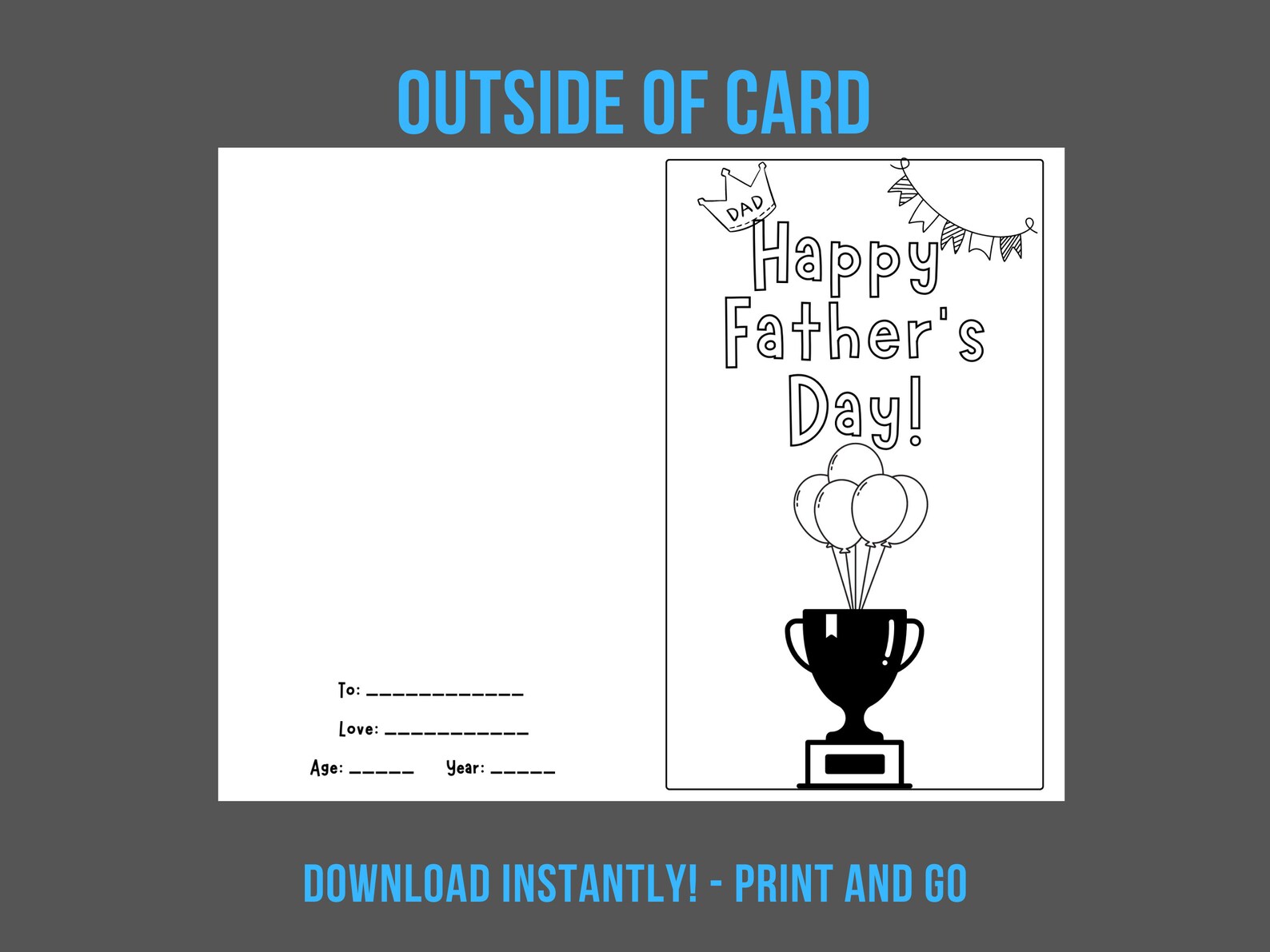 Father's Day Printable Coloring Card | Editable Printable Card | All ...